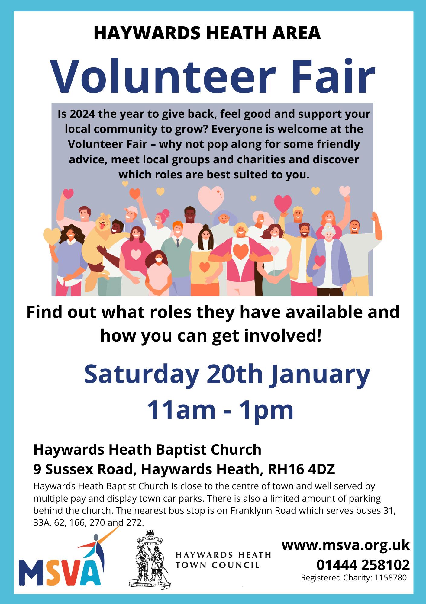 The Haywards Heath Volunteer Fair – Sat 20th Jan - Sussex Cancer Fund